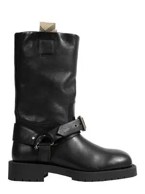 Burberry Soft Calfskin Saddle Low Boots - Black