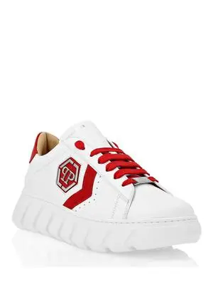 Philipp Plein Nappa Leather Hexagon Lo-top Sneakers - Red