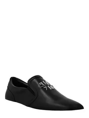 Philipp Plein Nappa Leather Slip-on Sneakers With Metal Triangle Detail - Black