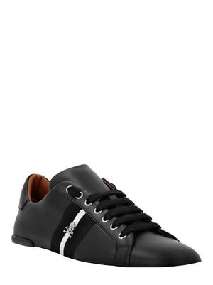 Philipp Plein Leather Lo-top Sneakers With Striped Detail - Black