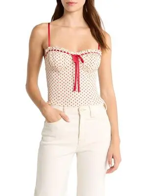 REFORMATION Andrea Polka Dot Strappy Crop Top - Marilyn Dot