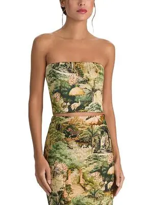 Alice + Olivia Ceresi Smocked Back Bandeau Top - Terrain Lg
