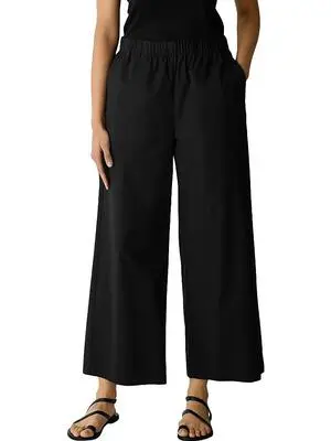 Eileen Fisher Wide Leg Ankle Pants - Black