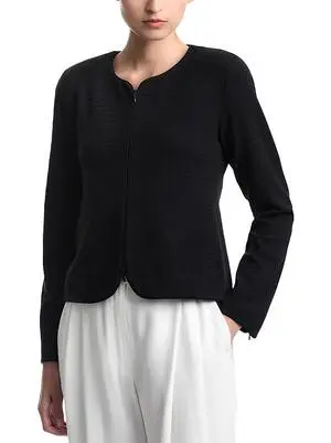 Emporio Armani Jersey Jacquard Zip-up Blazer - Navy