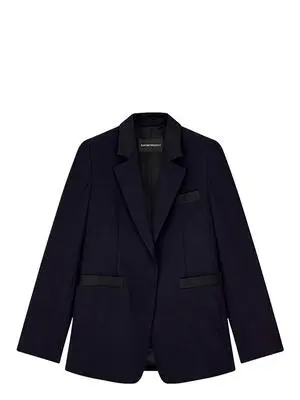 Emporio Armani Two Button Satin Blazer - Black