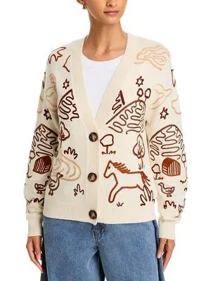 Farm Rio Countryside Cornelli Wool Cardigan - Off-white