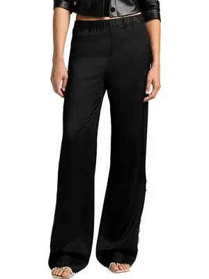 Vince Mid Rise Lace Trim Pull On Pants - Black