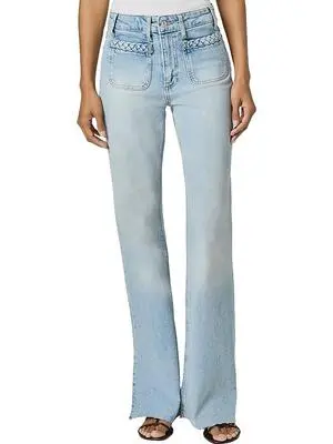 Paige Sofia Braided Patch Pocket Mid Rise Flare Leg Jeans - Montebello