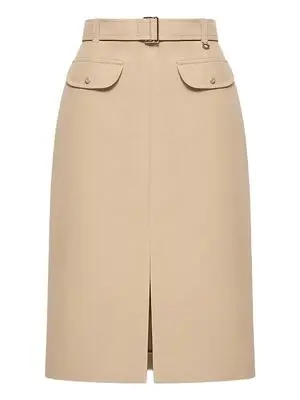 Moncler Belted Cotton Skirt - Beige