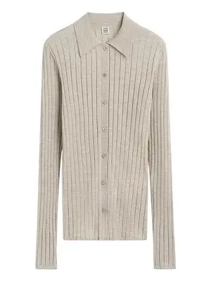 TOTEME Slim Rib Knit Top - Oat Melange