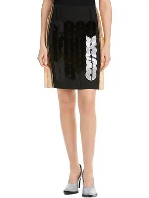 Marni Textured Front Embroidered Skirt - Black