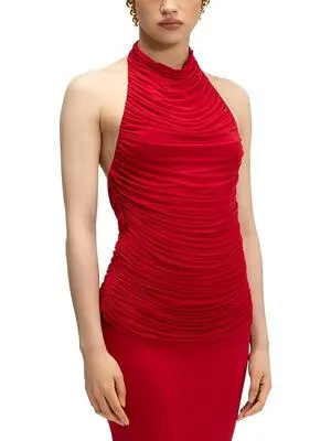 MAYGEL CORONEL Ruched Halter Neck Top - Inferno