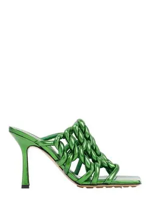 Bottega Veneta Braided Stretch Sandals With 10cm Stiletto Heel - Green
