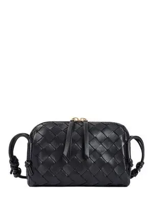 Bottega Veneta Mini Lethestanether Handbag - Black