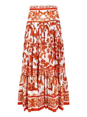 Dolce & Gabbana Printed Cotton Maxi Skirt - Multicolor