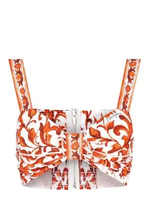 DOLCE & GABBANA Dolce & Gabbana Floral Print Bustier Crop Top