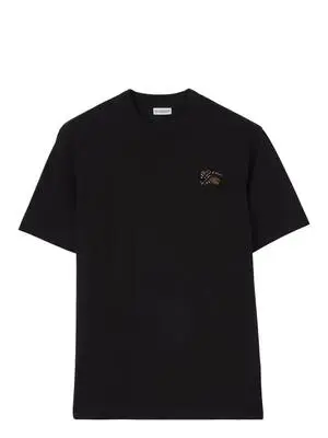Burberry Check Logo Cotton T-shirt - Black