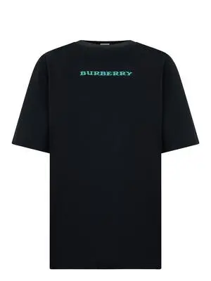 Burberry Cotton T-shirt With Graphic Application - Black