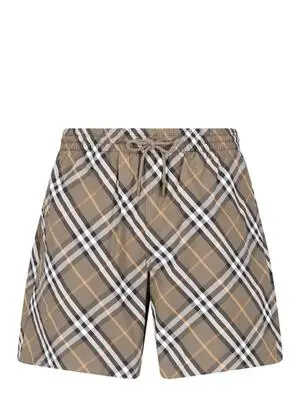 Burberry Checked Drawstring Shorts - Brown