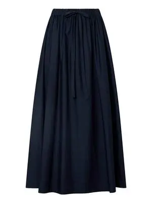 Peuterey Long Cotton Skirt With Drawstring Waist - Blu D'oriente