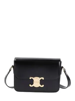 Celine Mini Shoulder Handbag With Gold Tone Hardware - Black