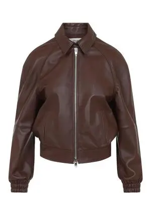 Celine Lamb Leather Bomber Jacket - Brown