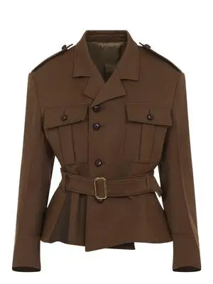 Celine Peplum Wool Jacket - Brown