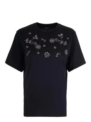 Max Mara Embellished Cotton Knit T-shirt - Nero