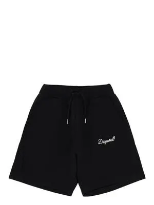 Dsquared2 Relaxed Fit Cotton Shorts With Drawstring Waist - Black