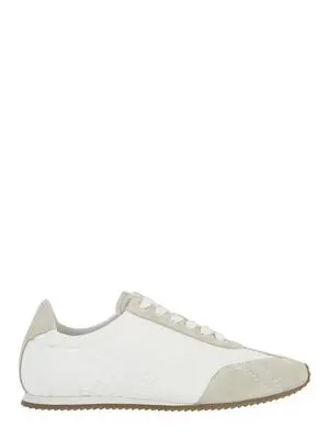 TOTEME Suede-trimmed Lace-up Low-top Sneakers - Beige