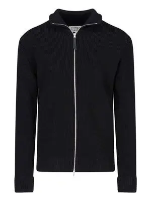 MAISON MARGIELA Ribbed Wool-cotton Zip-up Sweater - Black