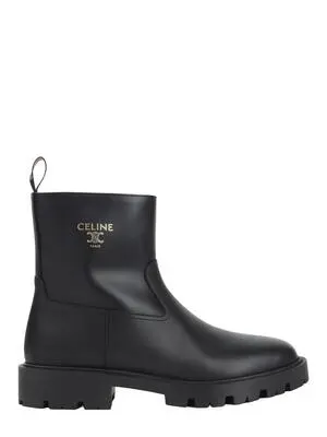 Celine Zipped 35 Mini Leather Ankle Boots - Black