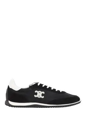 Celine Low Lace-up Sneakers With Signature Motif - Black
