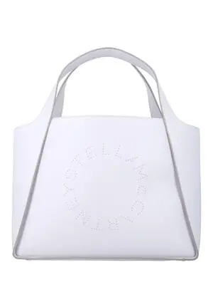 Stella McCartney Logo Studded Circular Tote Handbag - Grigio