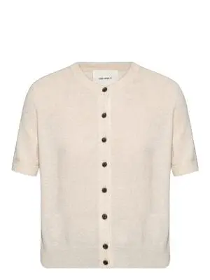 LISA YANG Short-sleeved Knitted Cardigan - Nude
