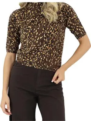 TWINSET Printed Knit Top With Round Neck And Short Sleeves - Multi-color