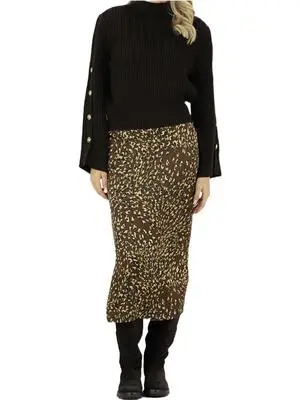 TWINSET Printed Midi Skirt With Side Slit - Multi-color