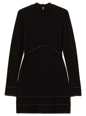 TWINSET Twinset Studded Funnel Neck Knit Mini Dress