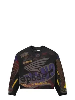 SP5DER Trompe-l'oeil Graphic Crewneck Sweatshirt - Black