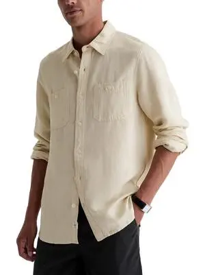 Ag Mason Long Sleeve Linen Blend Work Shirt - Champagne