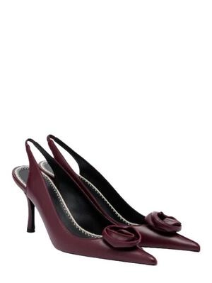Magda Butrym Floral Appliqué Leather Slingback Pumps - Black