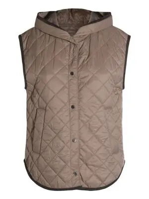 Brunello Cucinelli Quilted Hooded Vest - Gray