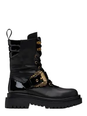 Versace Buckled Lace-up Boots - Black