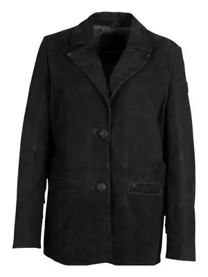 Mauritius Fringe Leather Blazer Jacket - Black