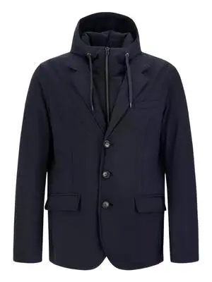 Herno Hooded-bib Jacket With Notched Lapels - Blue