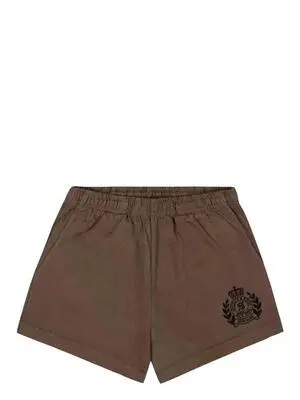 SPORTY & RICH Ny Crest Disco Shorts - Brown