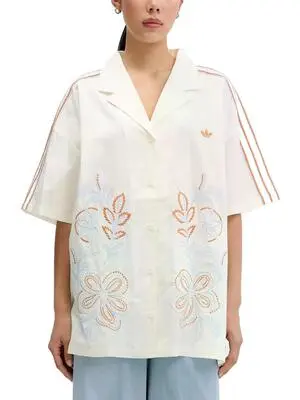 Adidas Off-white Floral Embroidered Shirt - Neutrals