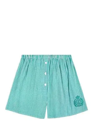 SPORTY & RICH Crest Striped Shorts - Green