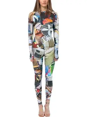 BORBALA Lomtalanitas Graphic-print Leggings - Black