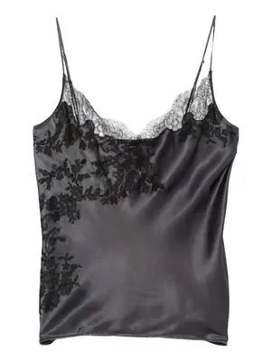 Carine Gilson Lace Trimmed Satin Camisole - Blue